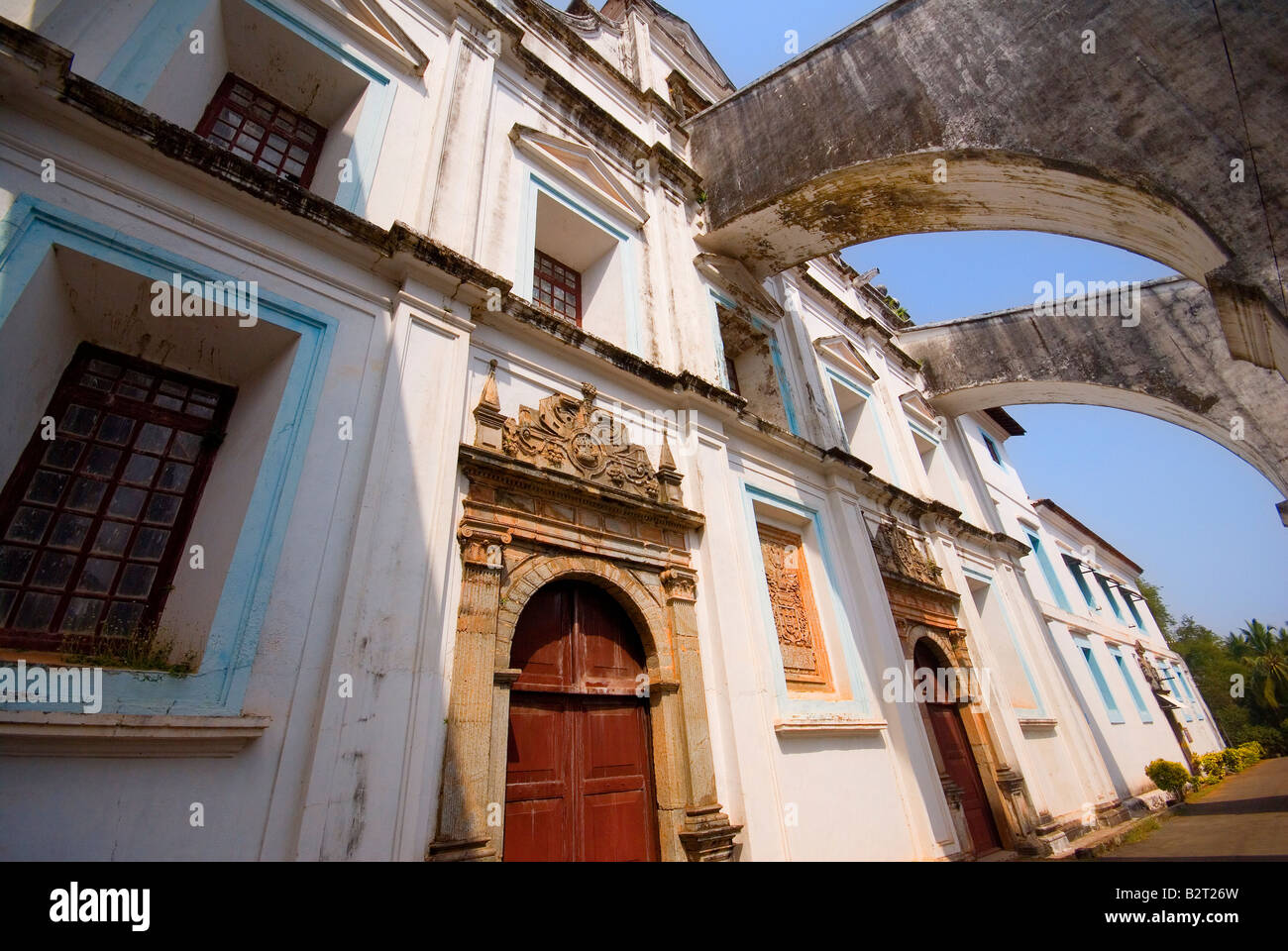 Flying buttresses of St Monica Convent, Old Goa, Goa, India ...