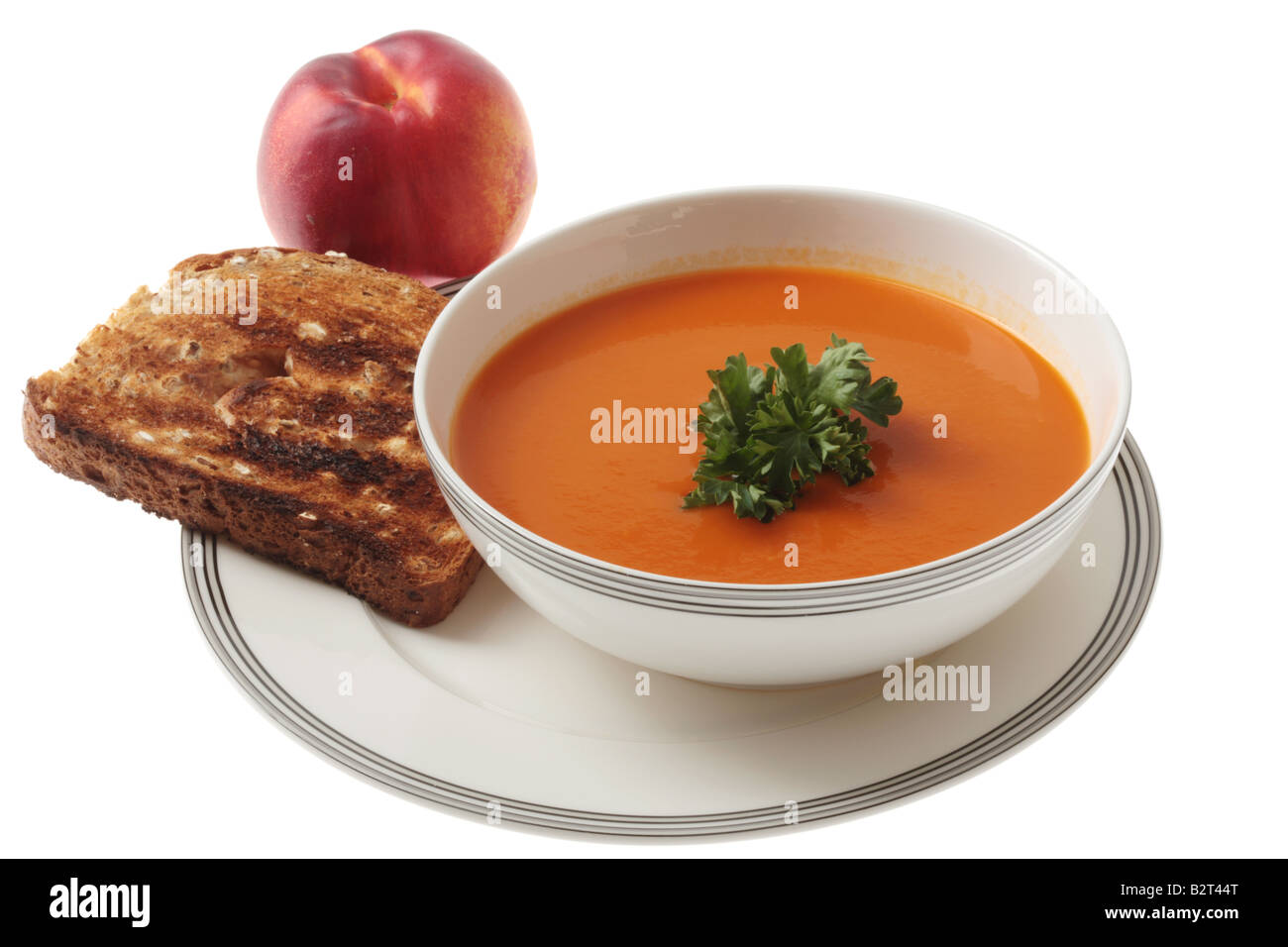 Tomato Soup with Wholemeal Toast Stock Photo - Alamy