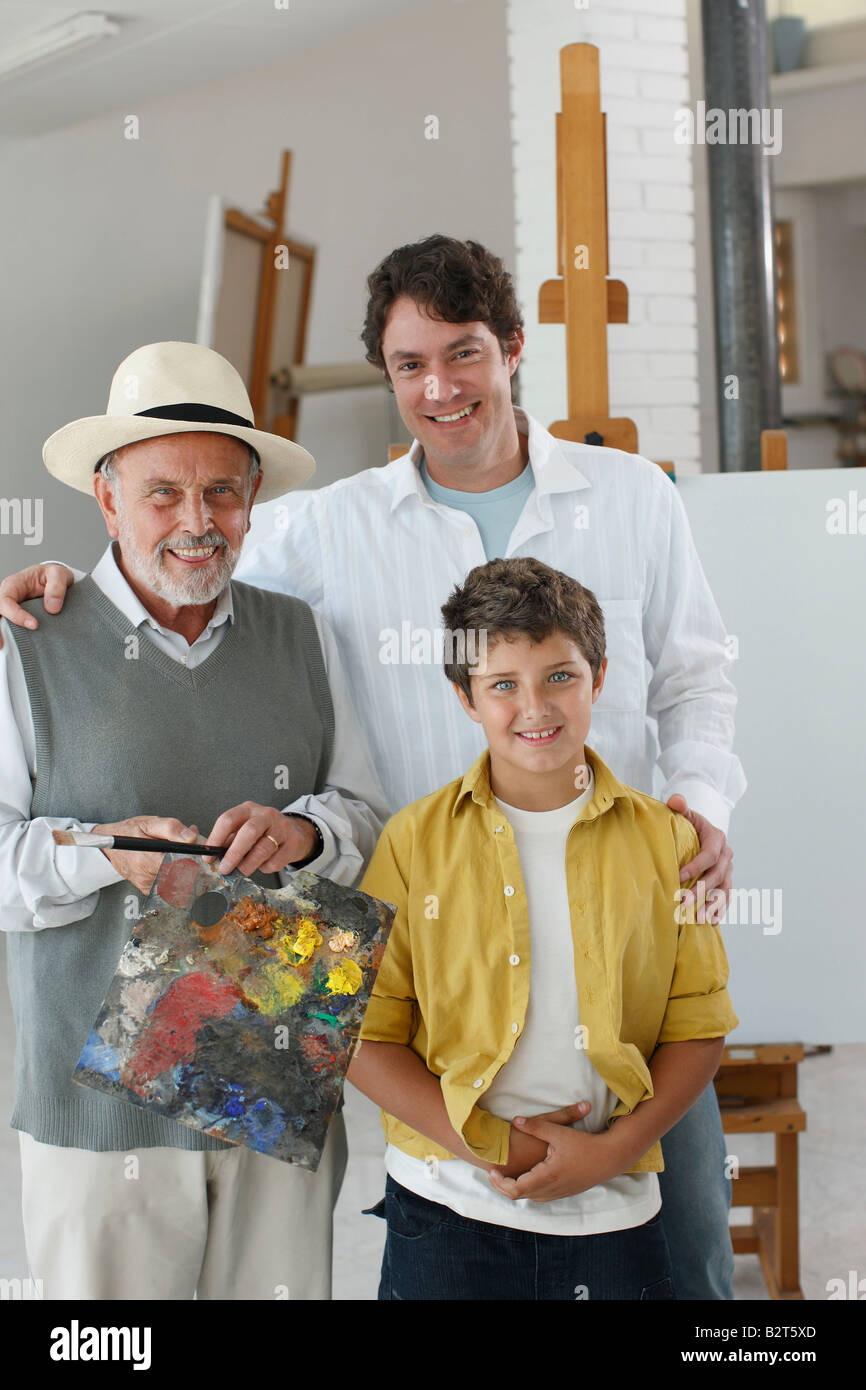 Three generations painting in art studio Stock Photo - Alamy