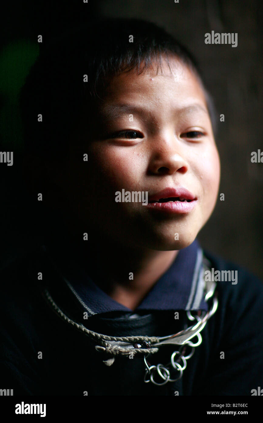 Black Hmong boy at the village of Sin Chai, near Sapa, Vietnam Stock ...