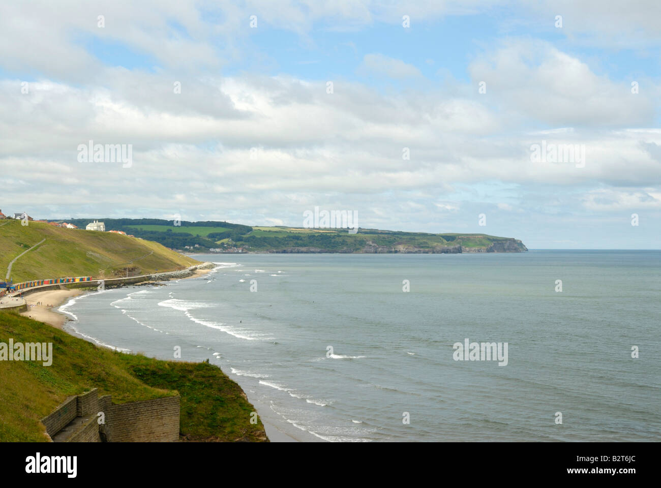 Sandsend from west cliff Stock Photo - Alamy