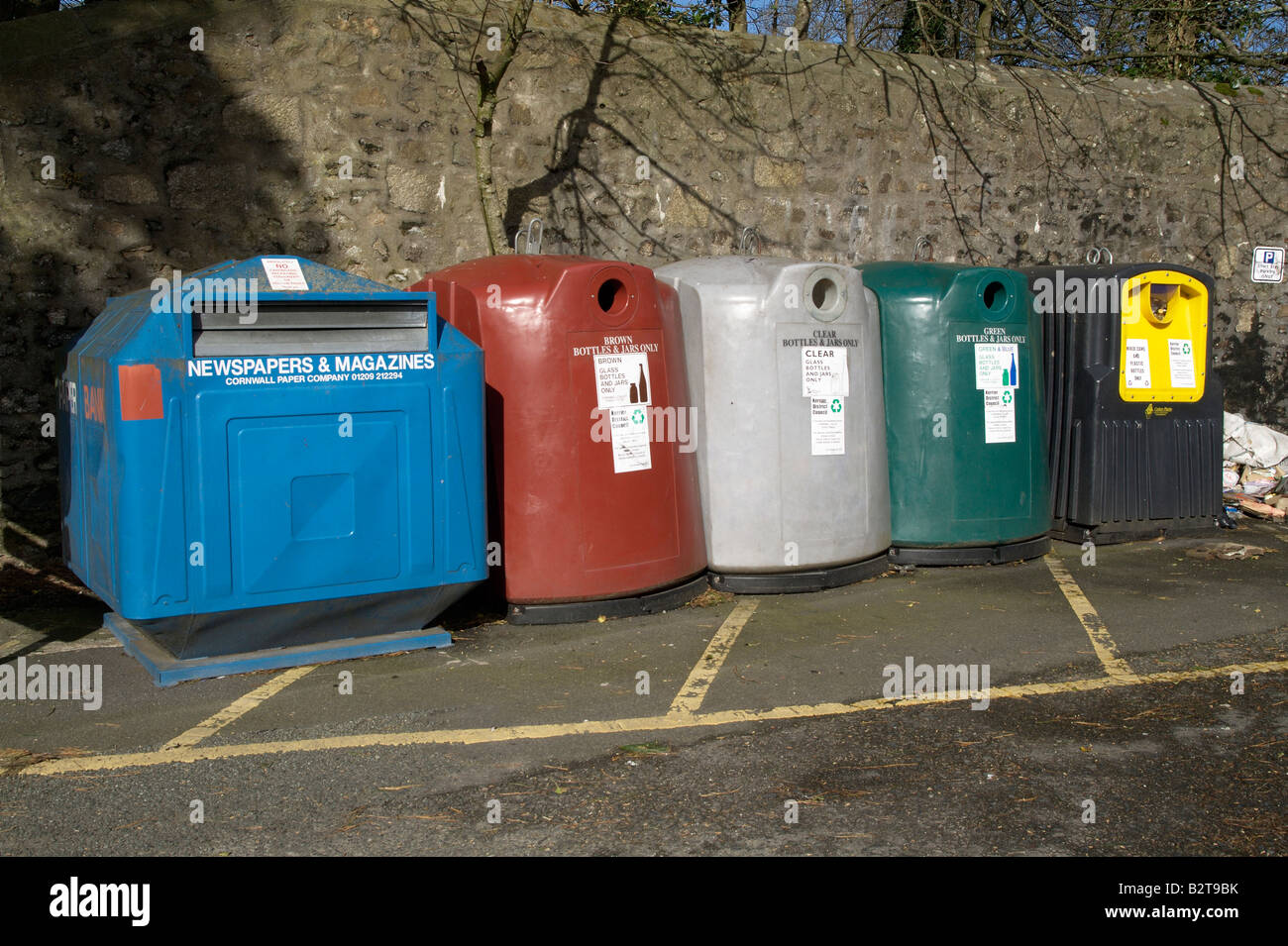 A row of recycling bins Stock Photo - Alamy