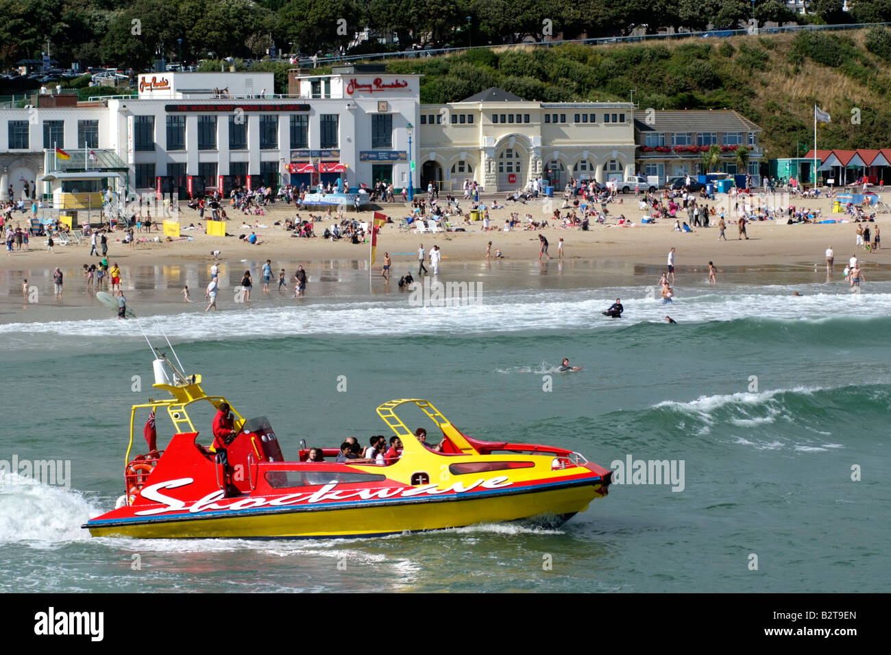 Shockwave speedboat ride at Bournemouth southern England UK Stock Photo ...