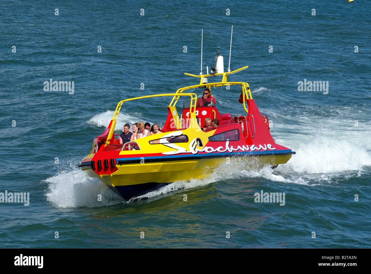 Shockwave speedboat ride of the beach at Bournemouth southern England ...