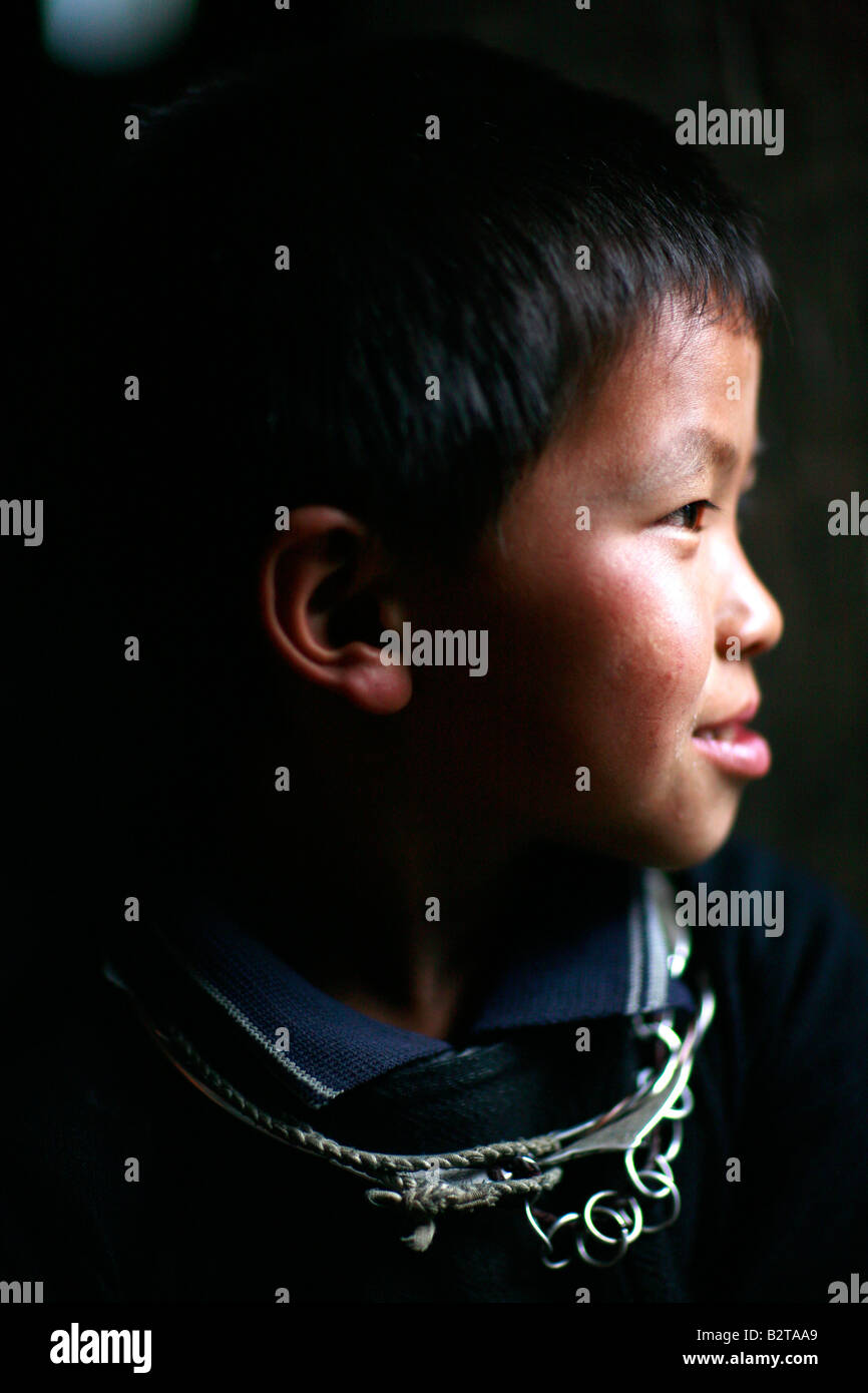 Black Hmong boy at the village of Sin Chai, near Sapa, Vietnam Stock ...