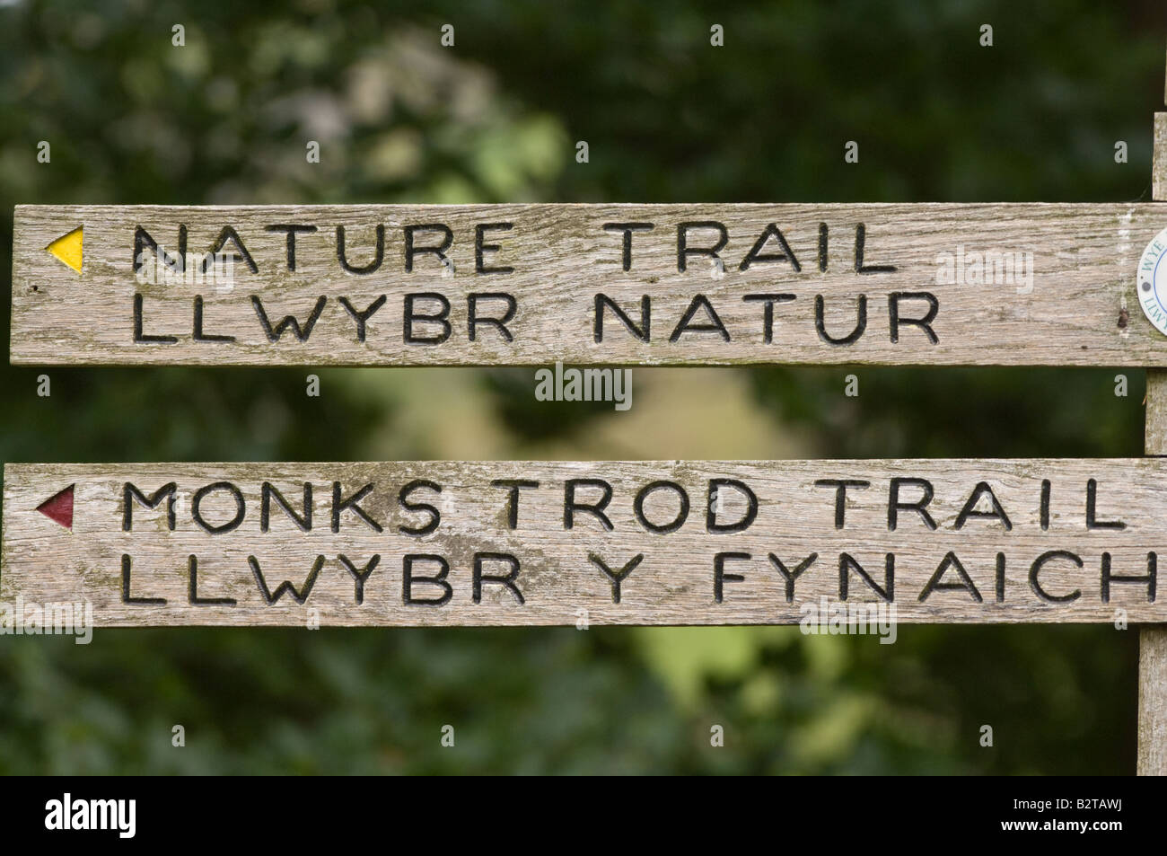Signs for Nature Trails Gilfach Nature Reserve Rhayader Wales UK Europe ...