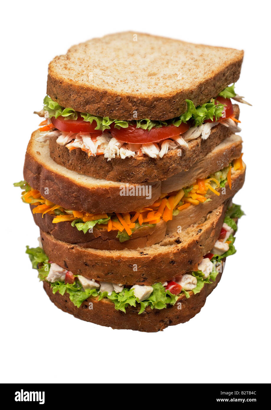 Stack of three sandwiches Stock Photo - Alamy