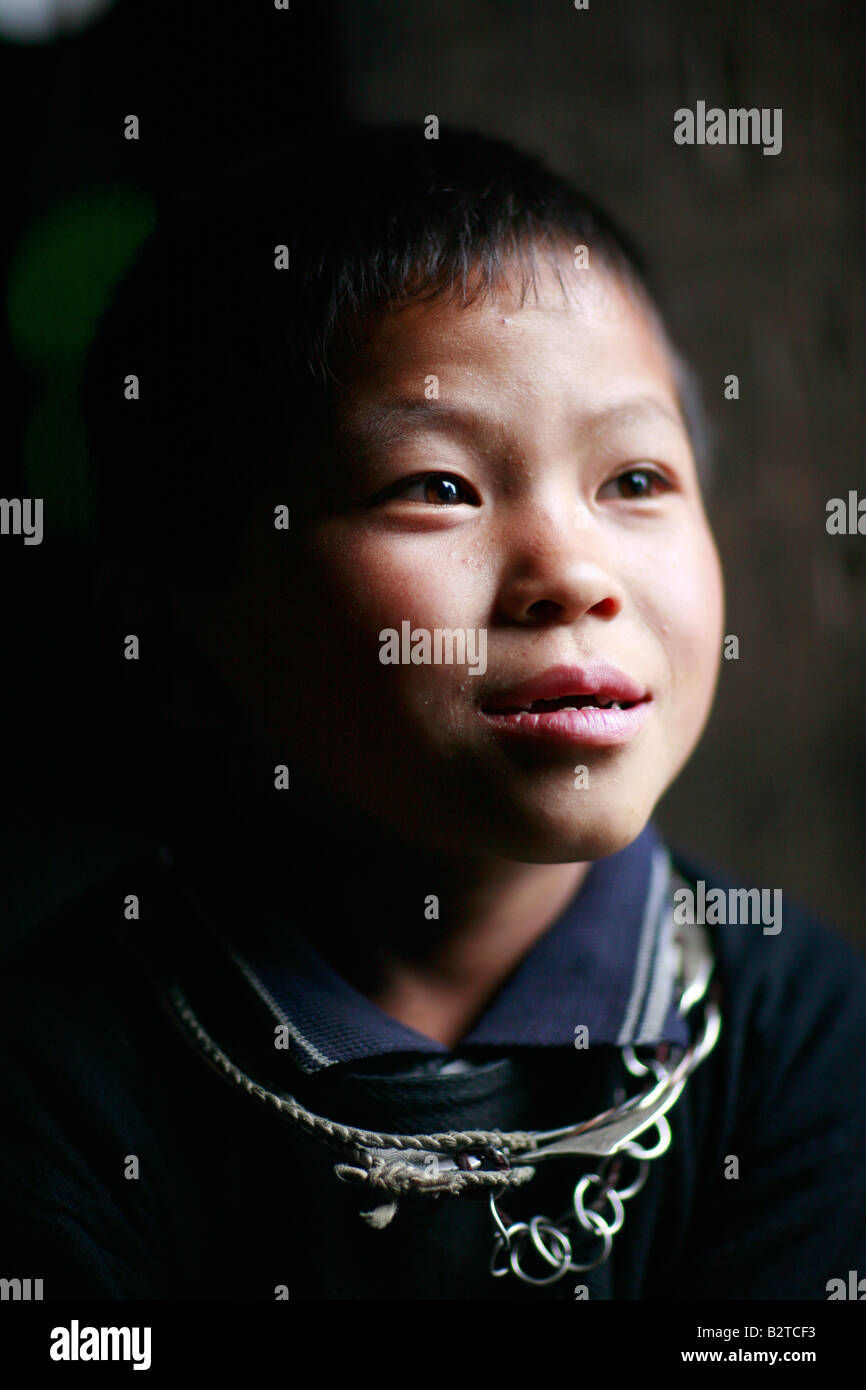 Black Hmong boy at the village of Sin Chai, near Sapa, Vietnam Stock ...