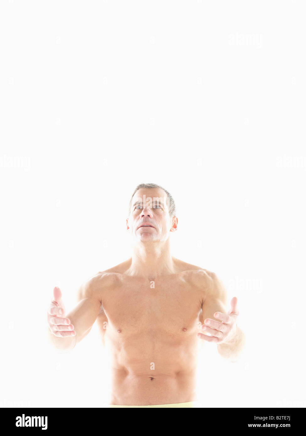 Mature man breathing exercises Stock Photo - Alamy