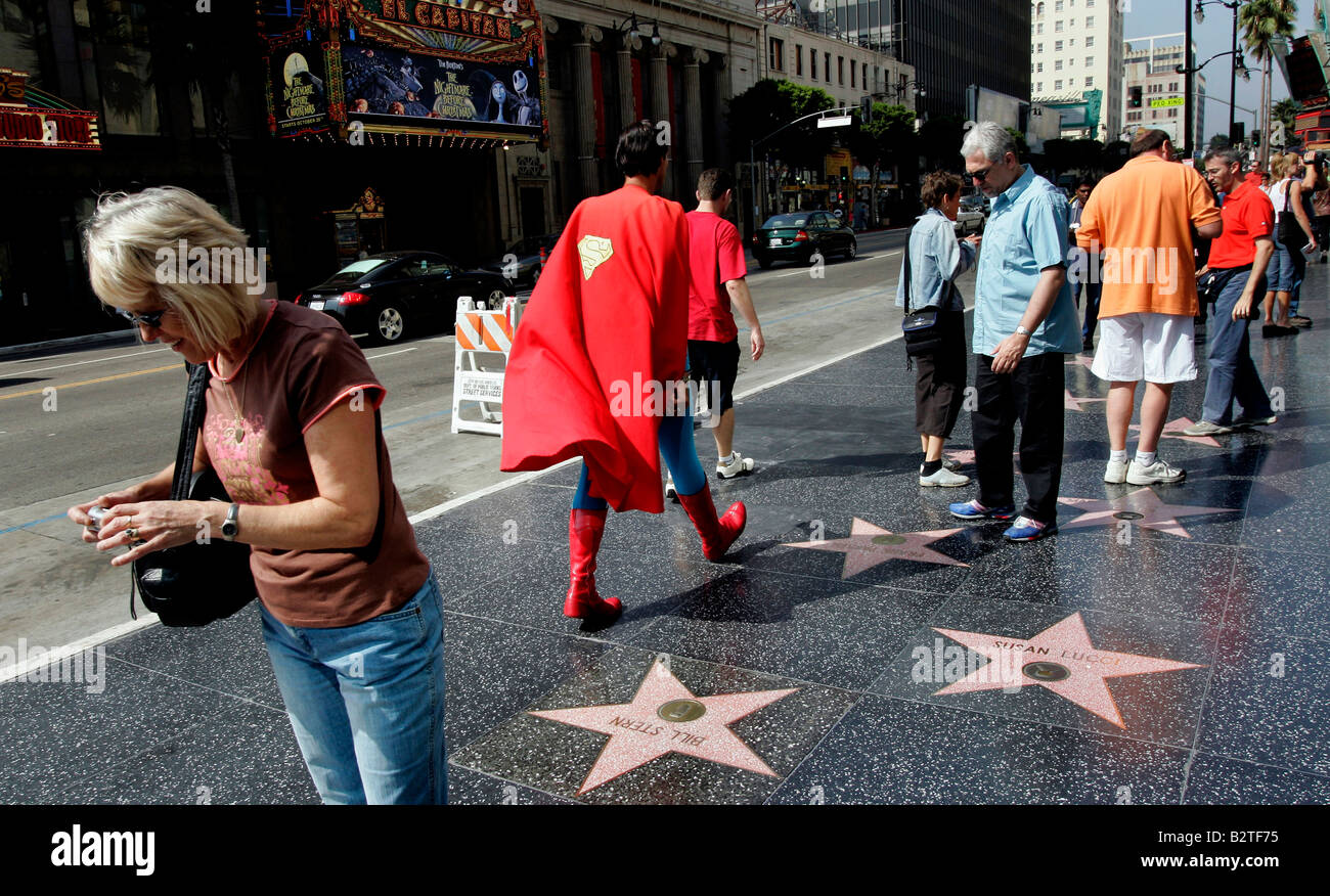 US LOS ANGELES Superman walking by on Hollywood Boulevard PHOTO GERRIT ...
