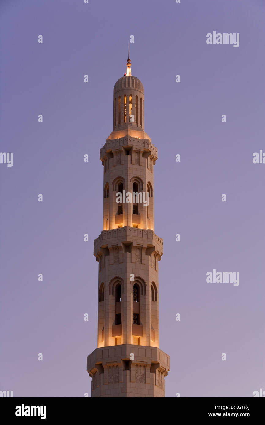 Middle East, Oman, Muscat, Al Ghubrah or Grand Mosque minaret ...