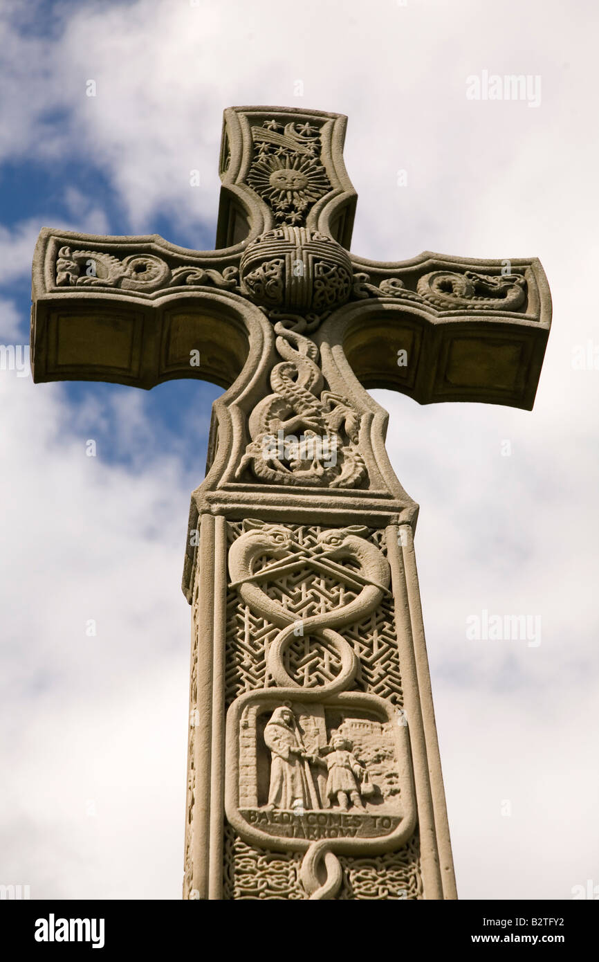 A replica Anglo-Saxon cross in Sunderland, England Stock Photo - Alamy