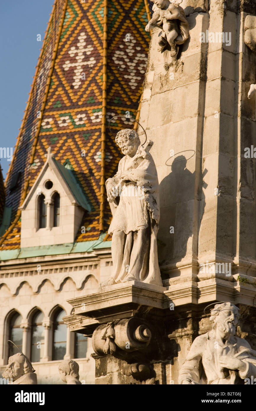Part of the Statue of the Holy Trinity and Matthias Church on Castle ...