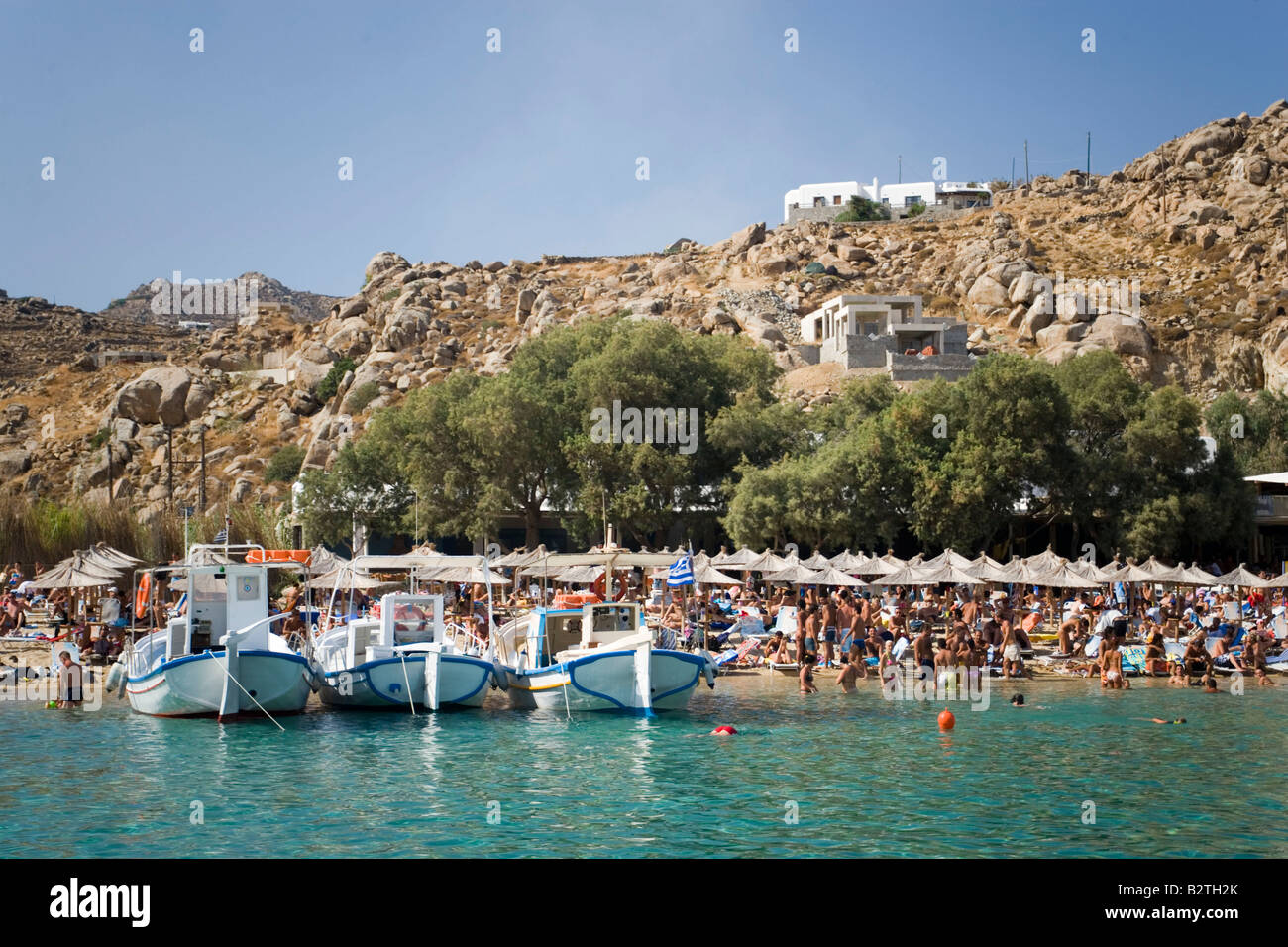 Psarou beach mykonos cyclades greece hi-res stock photography and ...