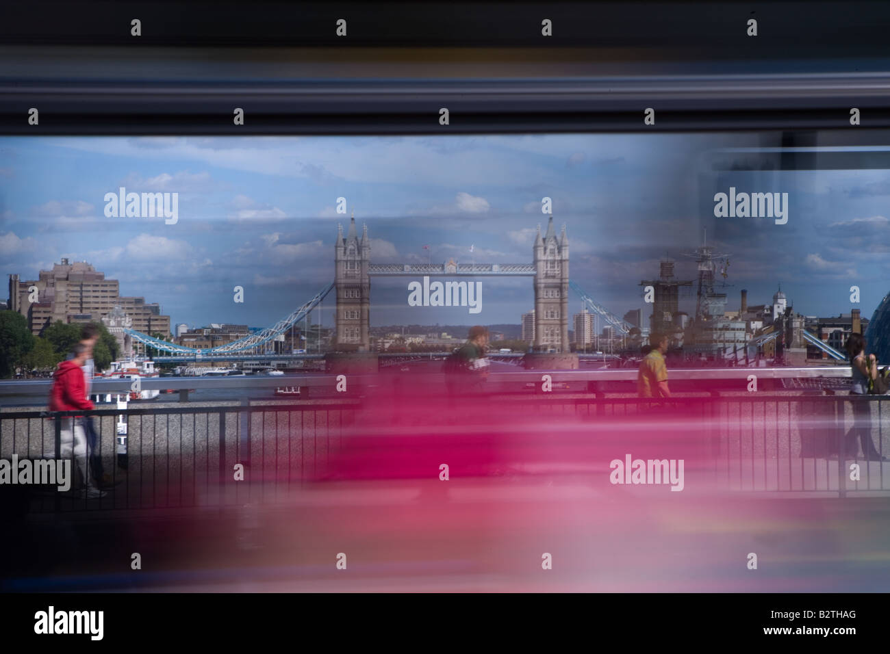 Moving Bus and Tower Bridge London Summer Stock Photo - Alamy