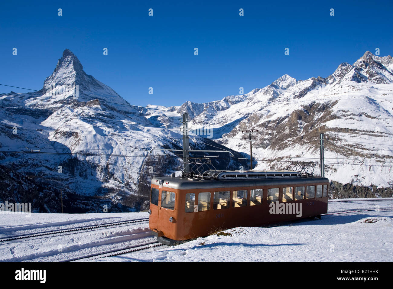 Gornergrat Bahn with Matterhorn (4478 m) in background, Zermatt, Valais ...