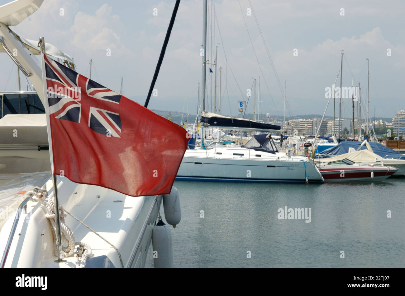 An British boat in Antibes Harbour Stock Photo - Alamy