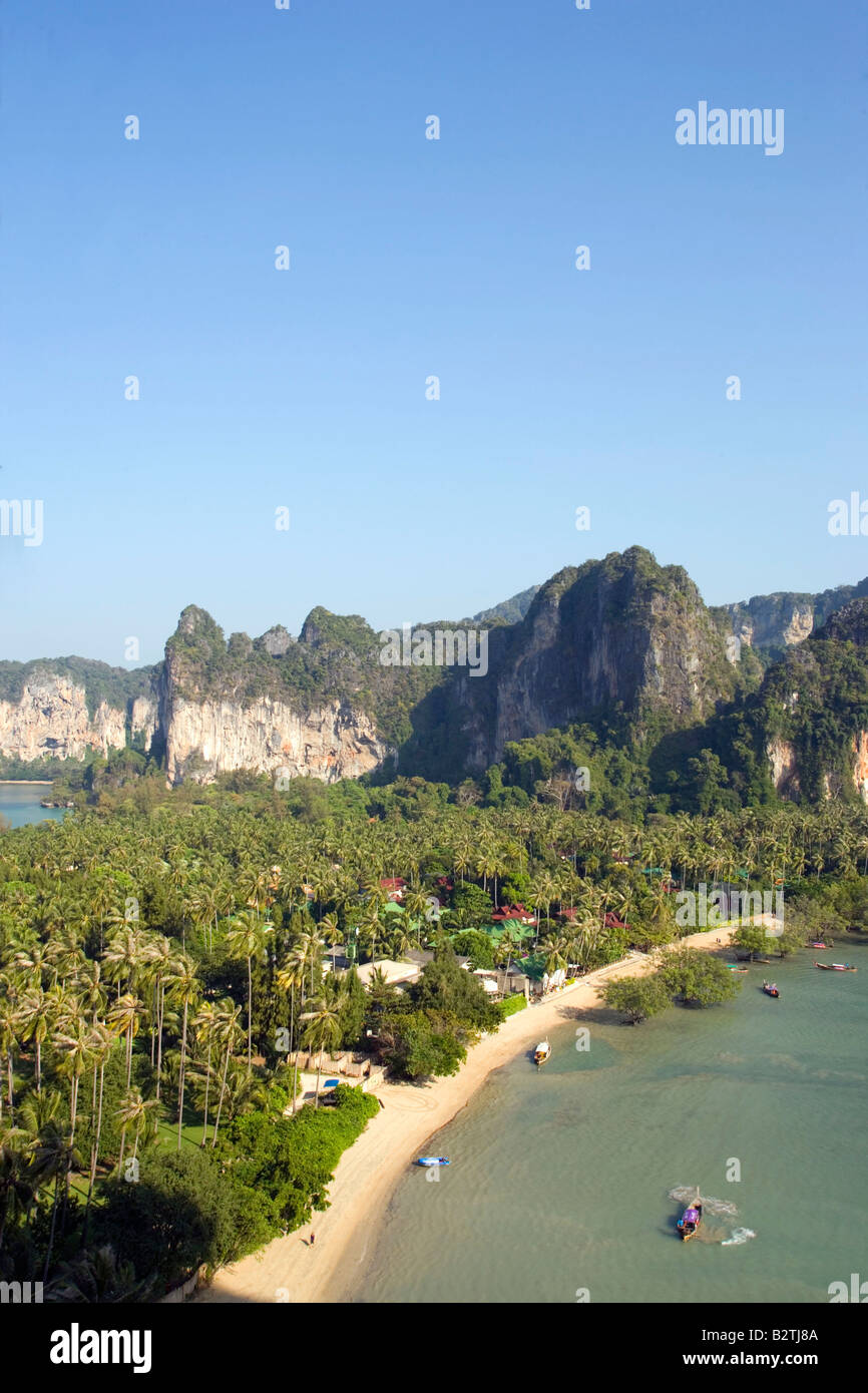 Aerial view of isthmus, Hat Rai Leh East, Railay East, Laem Phra Nang ...