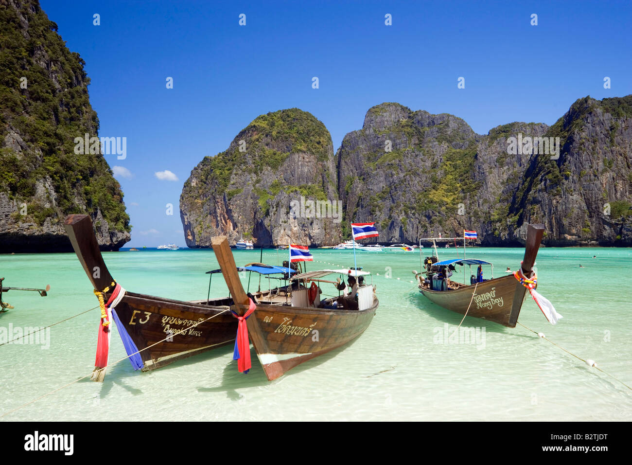 View over Maya Bay, a beautiful scenic lagoon, famous for the Hollywood ...