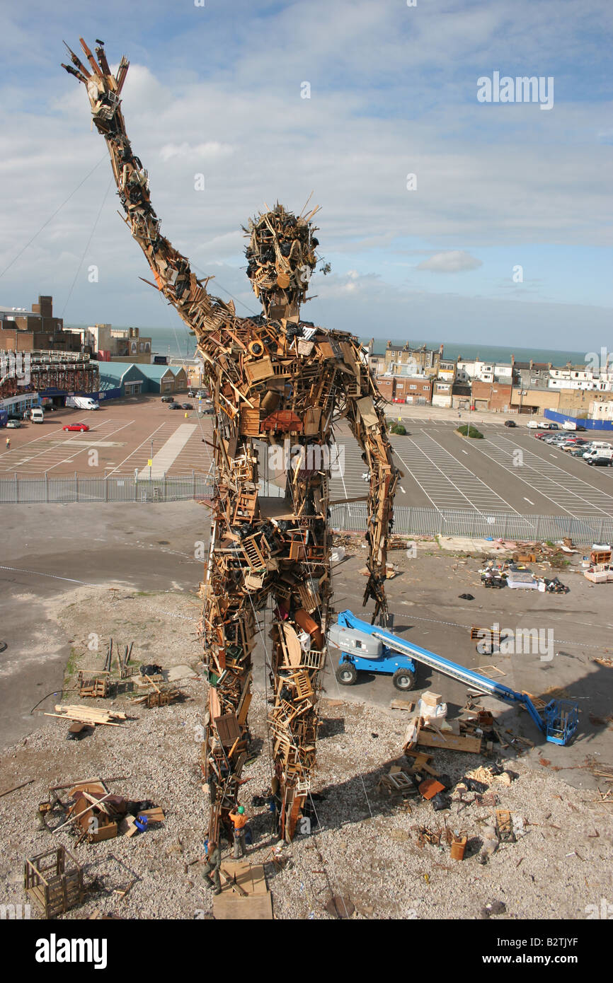 Anthony Gormley's 25-metre high Waste Man towers above Margate seafront ...