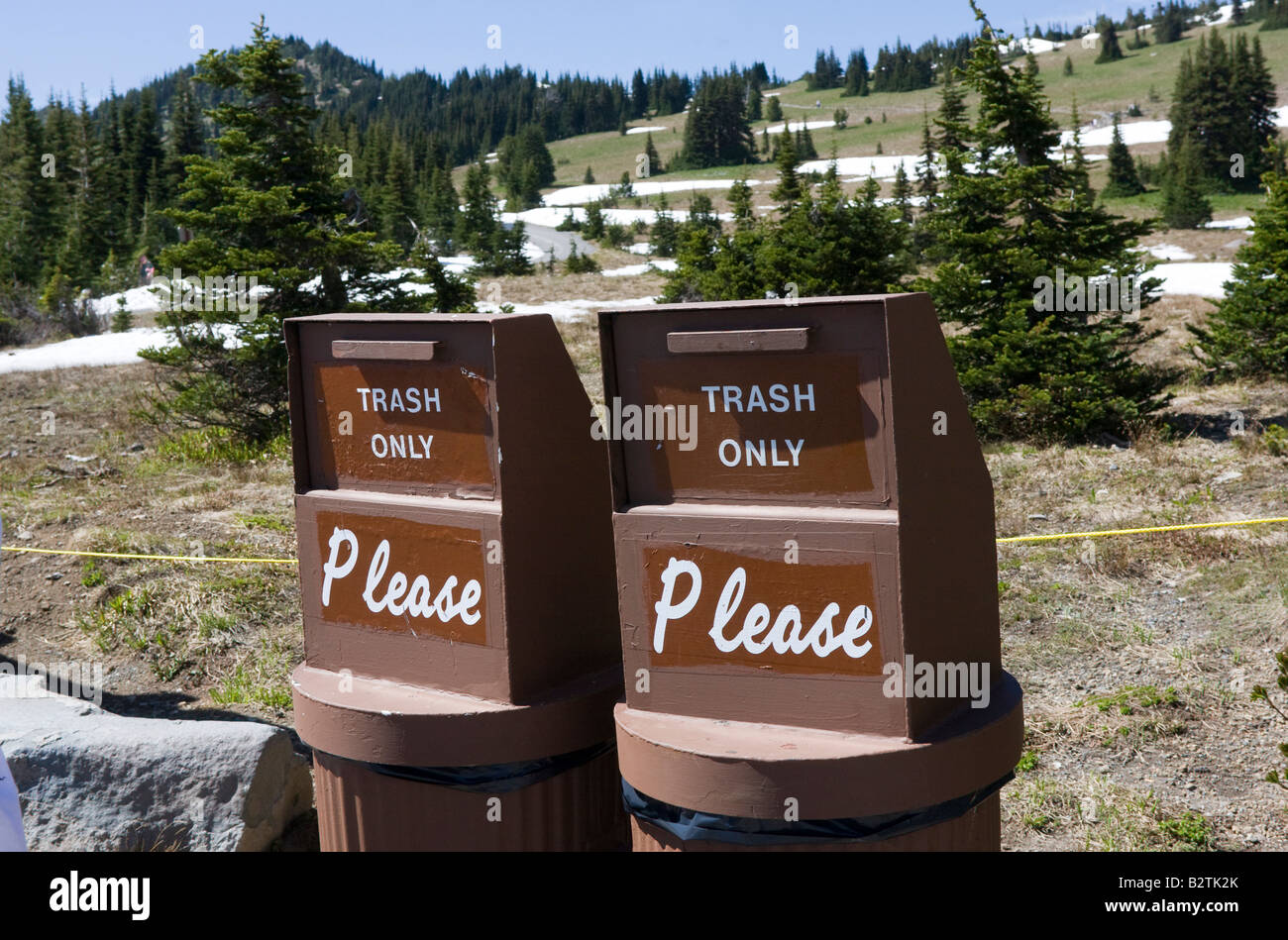 Trash only please bins Sunrise car park Mount Rainier National Park ...