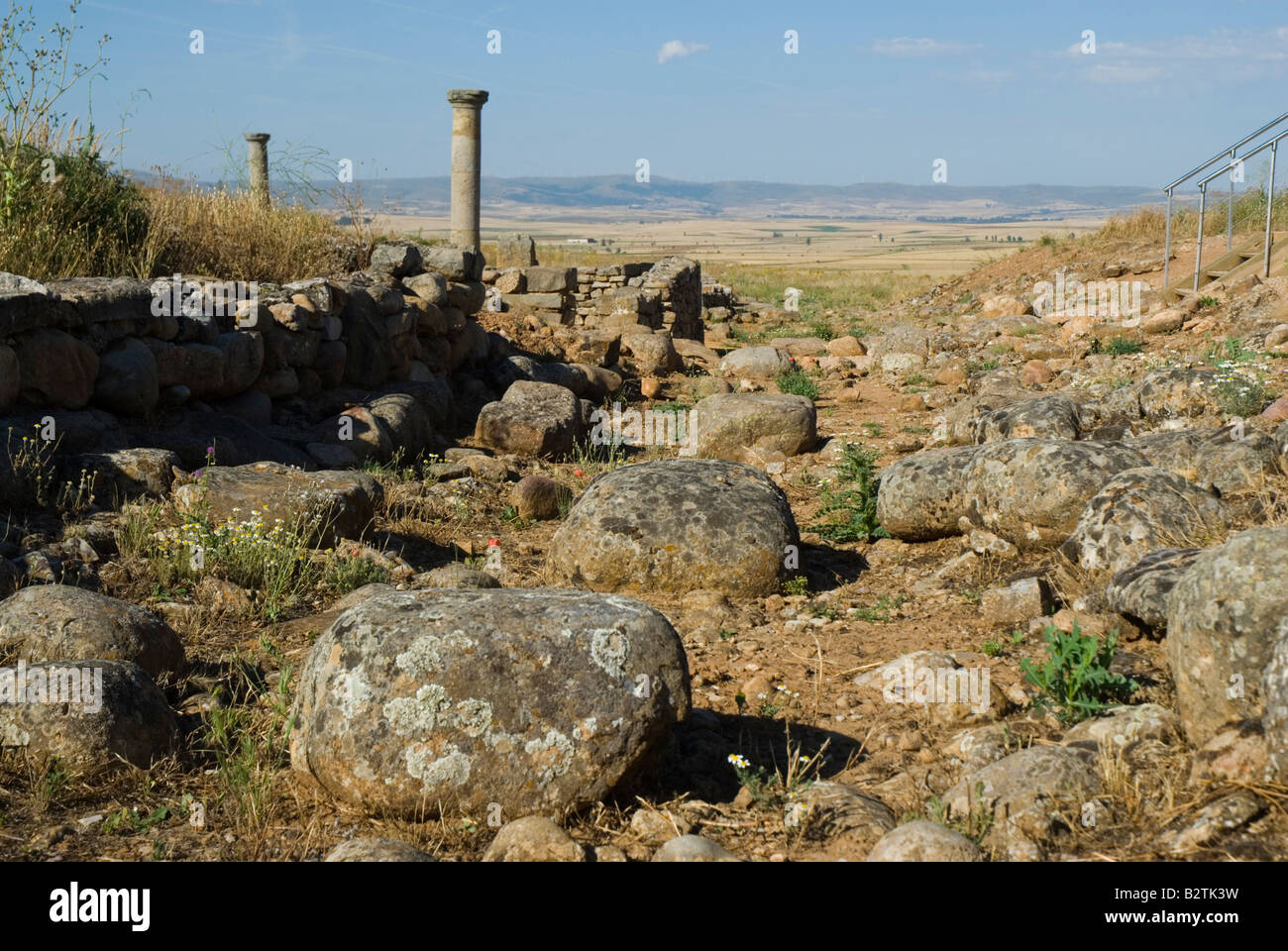 Pedestrian cross and columned house Ruins of NUMANTIA near Garray SORIA ...