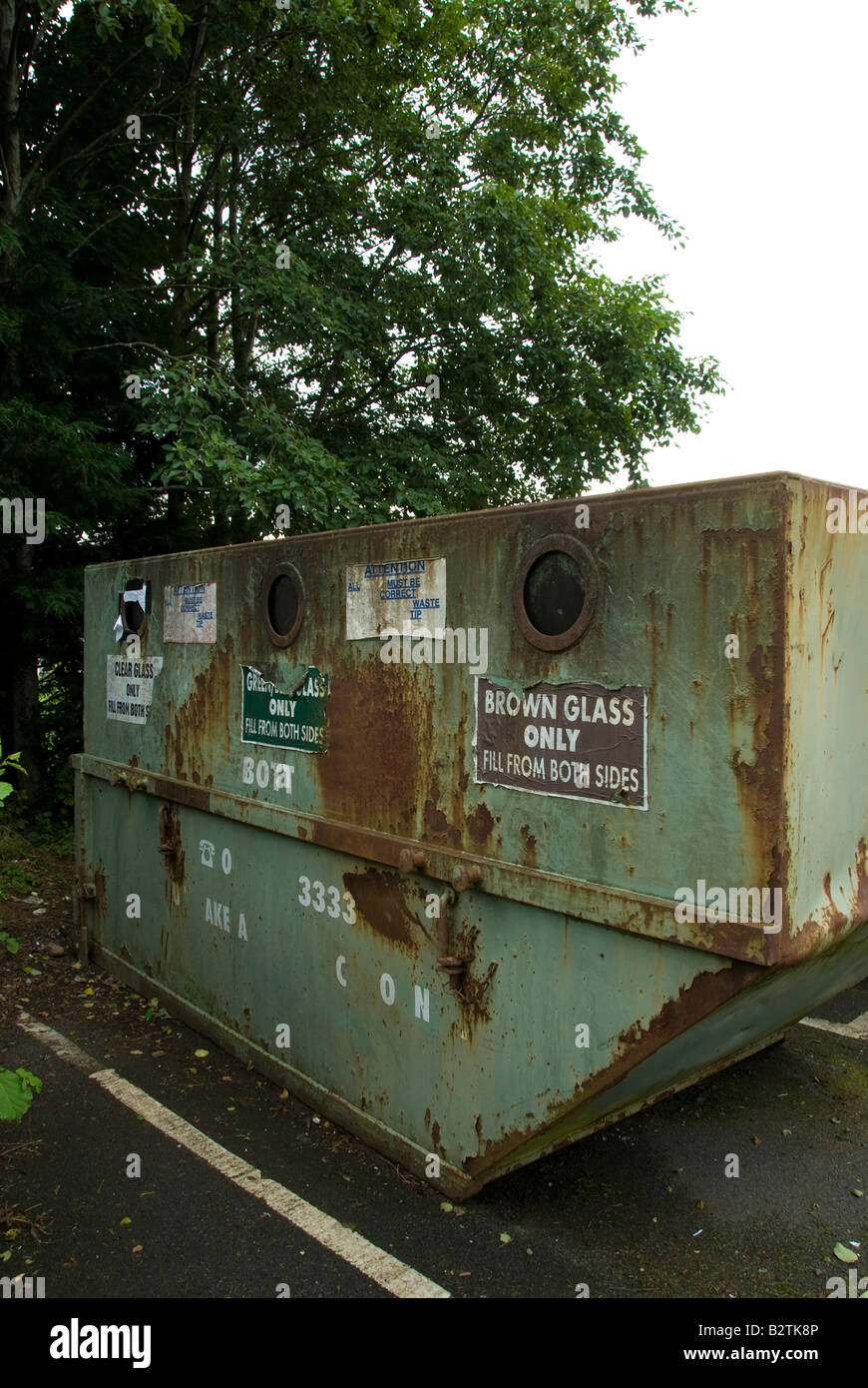 glass recycling skip Stock Photo - Alamy