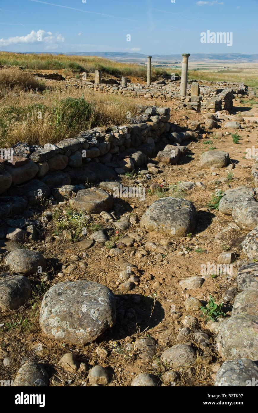 Pedestrian cross and columned house Ruins of NUMANTIA near Garray SORIA ...