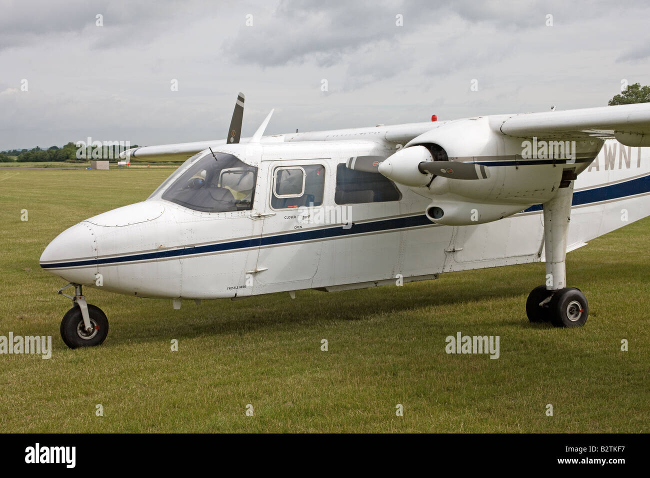 Britten-Norman BN2A Islander G-AWNT light twin-engined aircraft parked ...
