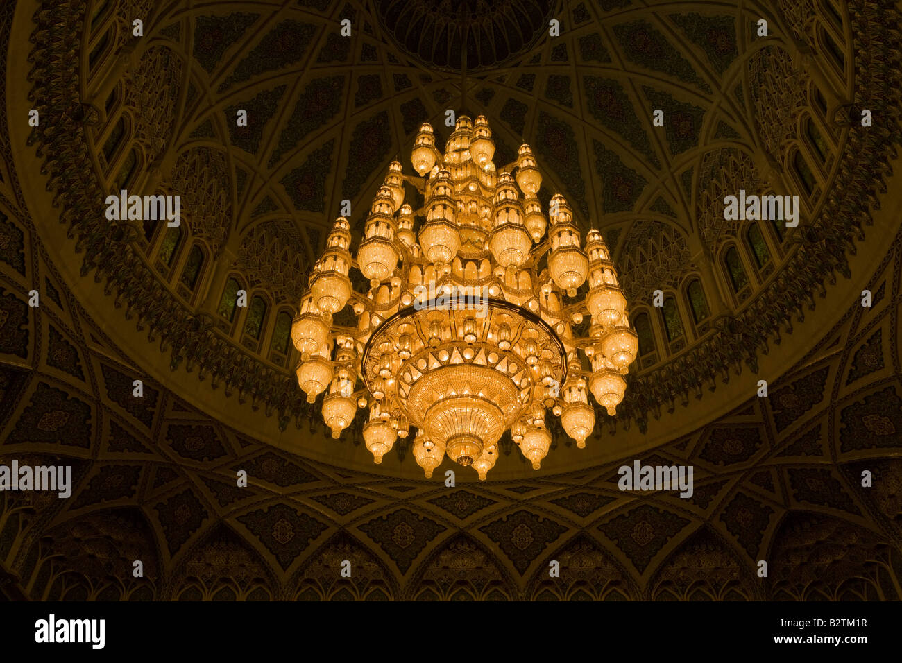 Middle East, Oman, Muscat, Chandelier inside the Sultan Qaboos Hall Al ...