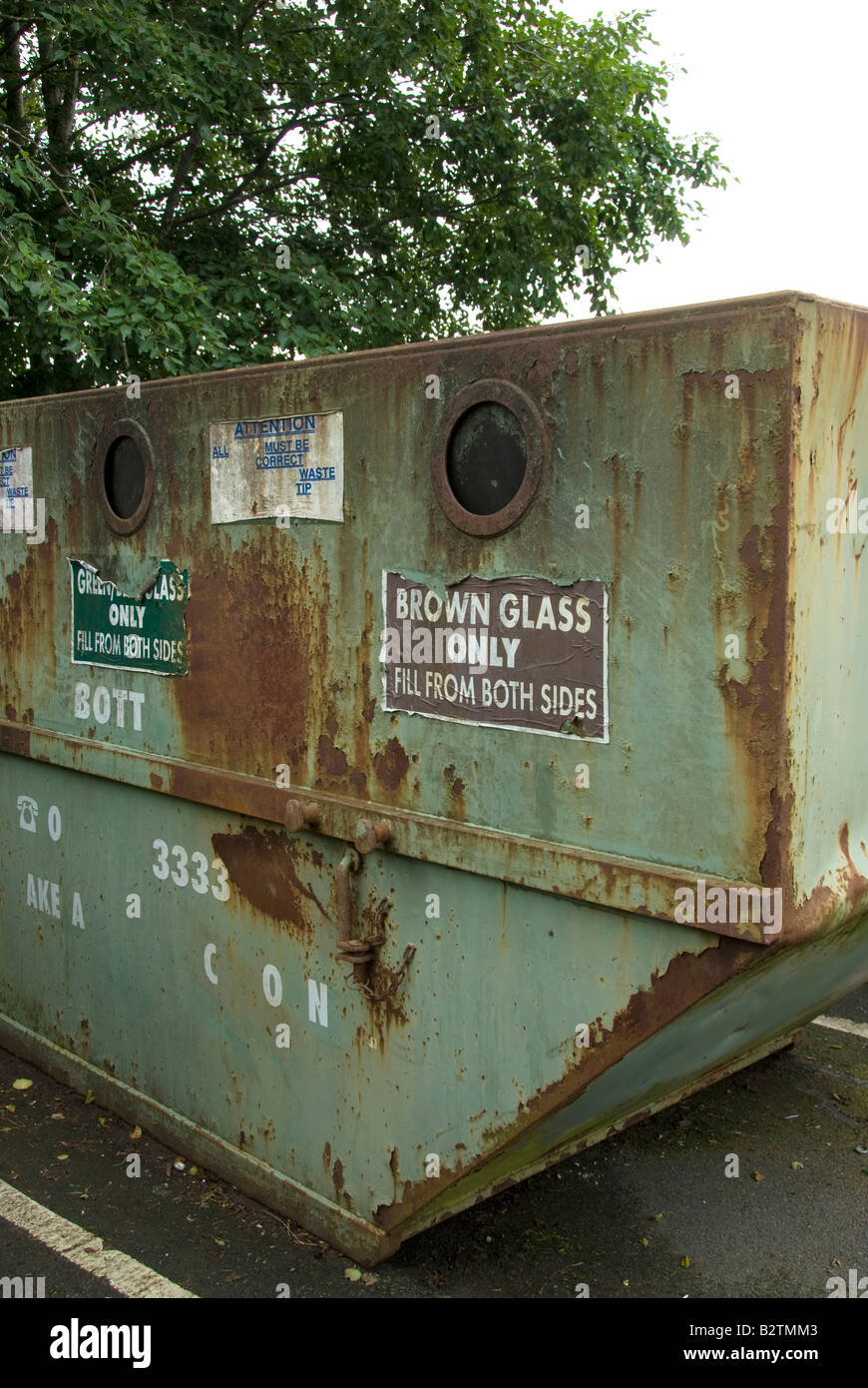 glass recycling skip Stock Photo - Alamy