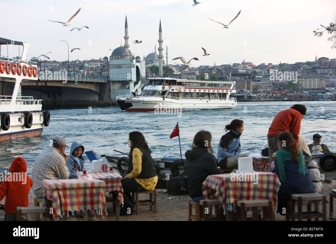 TUR Turkey Istanbul Fish restaurants at the Golden Horn near Galata ...