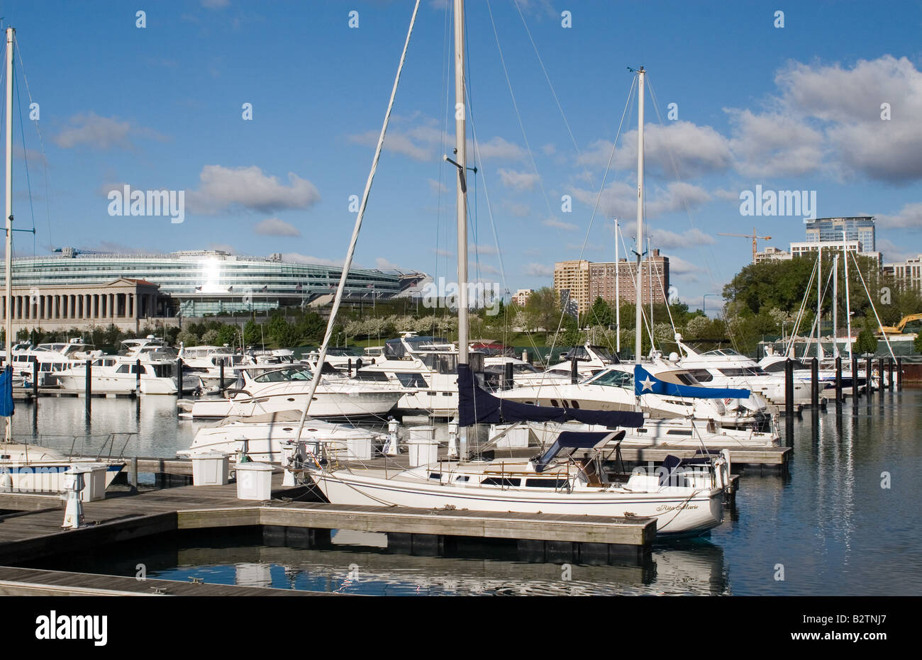 View of Soldier Field from Burnham Harbor Chicago, Illinois Stock Photo ...