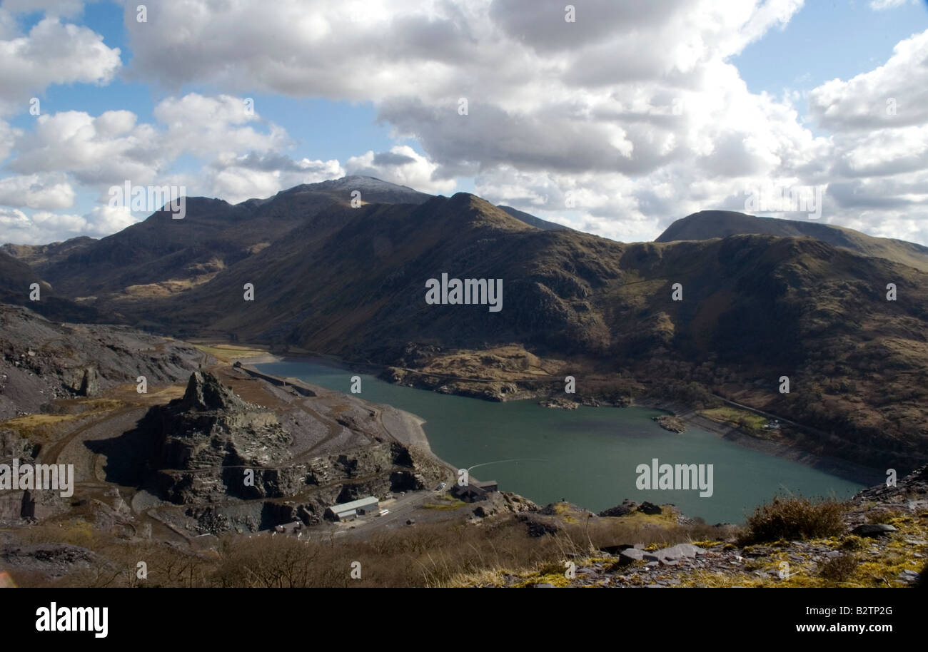 Dinorwic Slate Quarries, Llanberis, with llyn Peris and Snowdon in ...