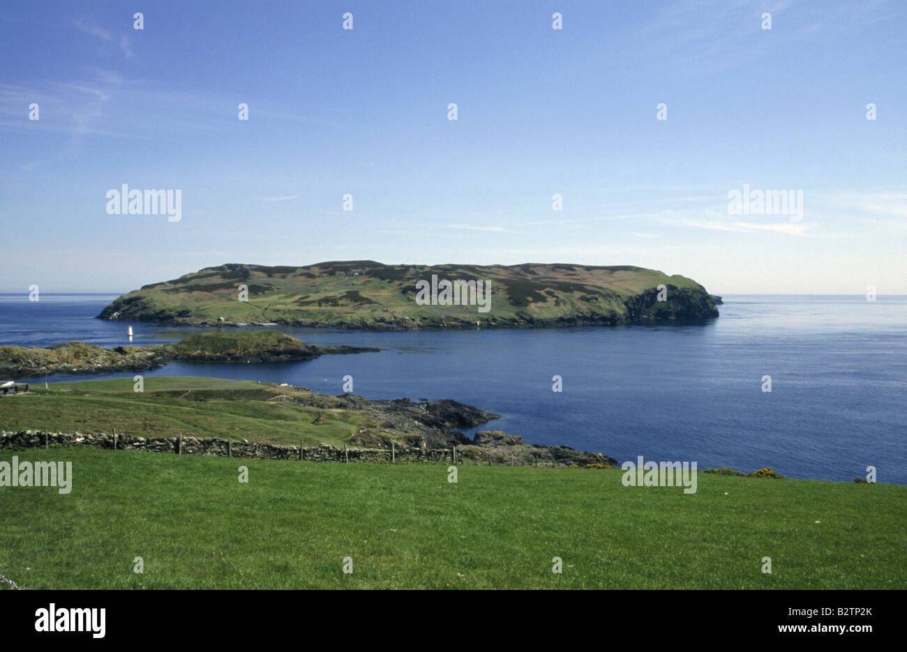 View from mainland of island CALF OF MAN ISLE OF MAN Stock Photo - Alamy