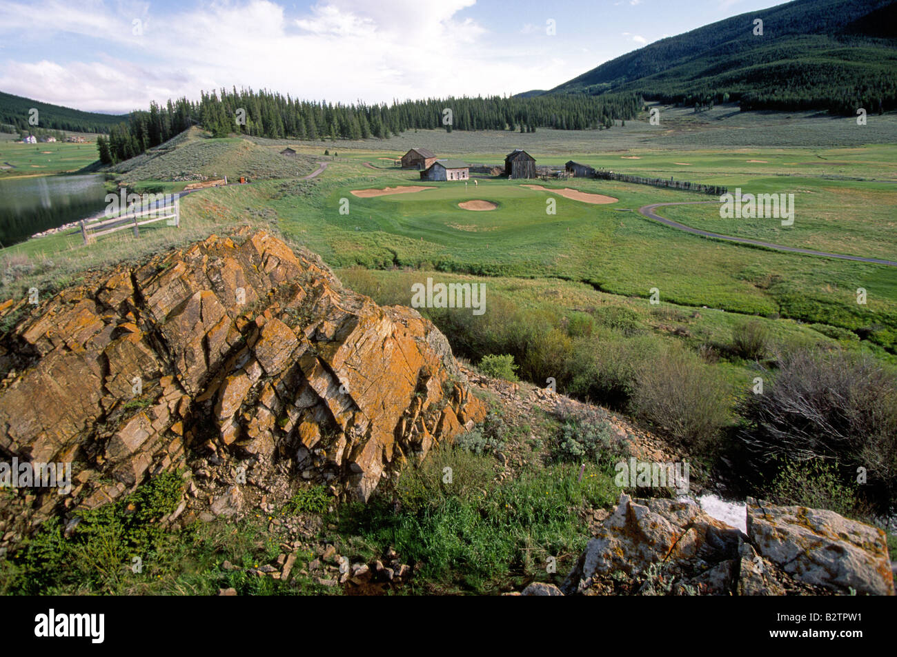A golf course in the Rocky Mountains near Keystone Colorado Stock Photo ...