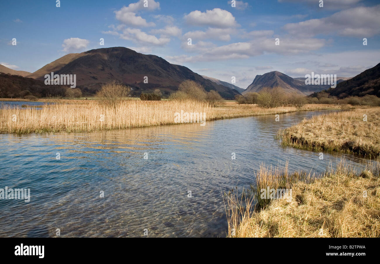Buttermere Dub flows out of Buttermere Lake into Crummock Water with ...