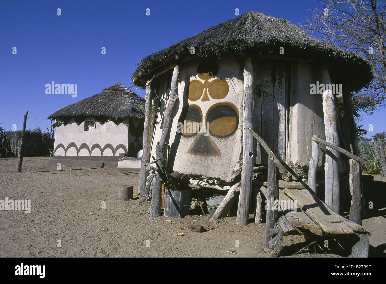 Kalanga village Local houses Thatched roofs Wooden construction ...
