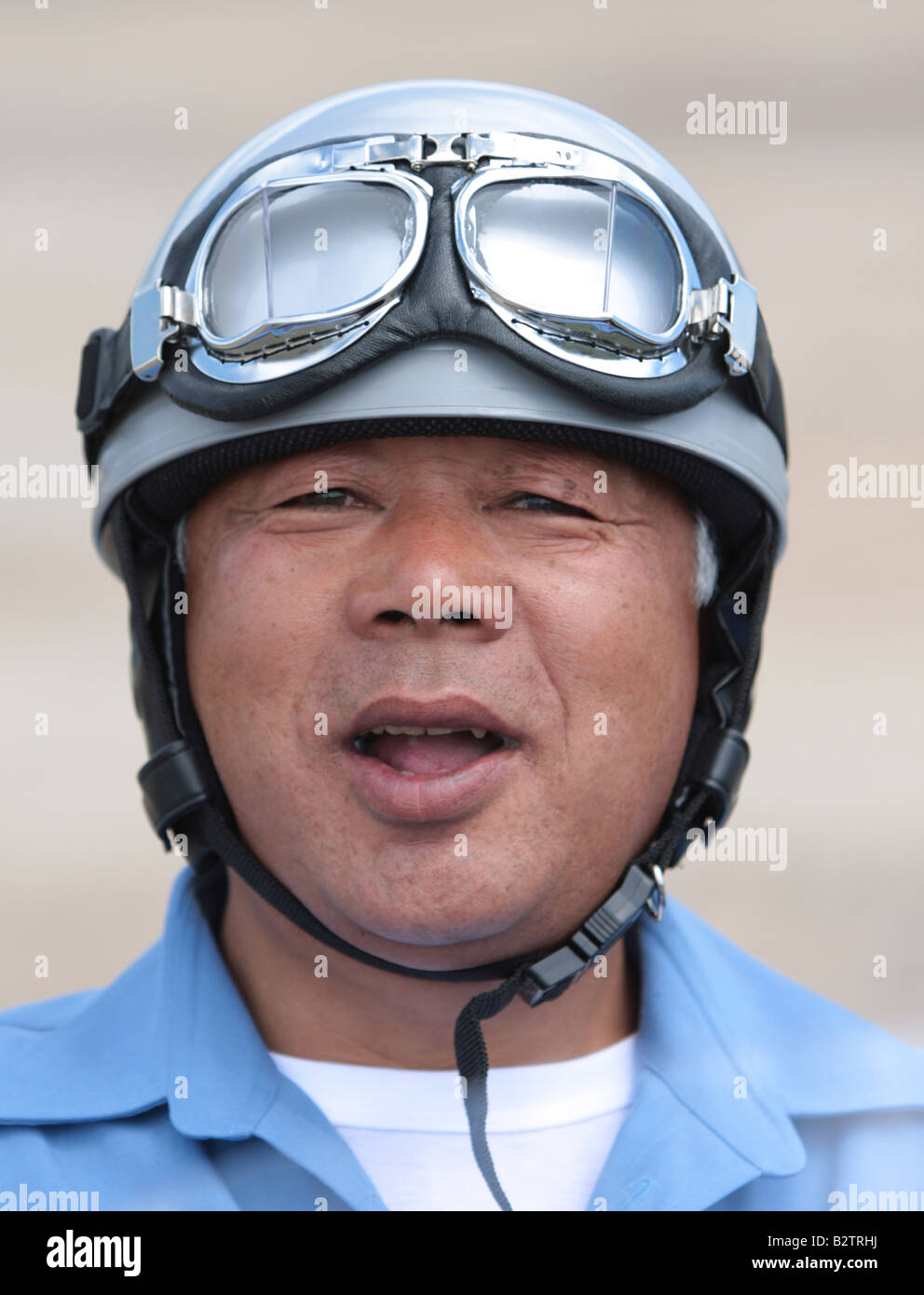 Headshot of a car fanatic taken at Brooklands Surrey England Stock ...
