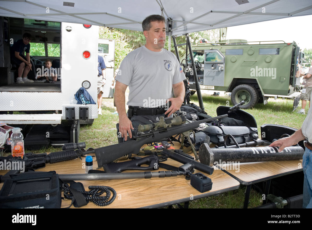 police swat team equipment on display at fair Gainesville Florida Stock ...