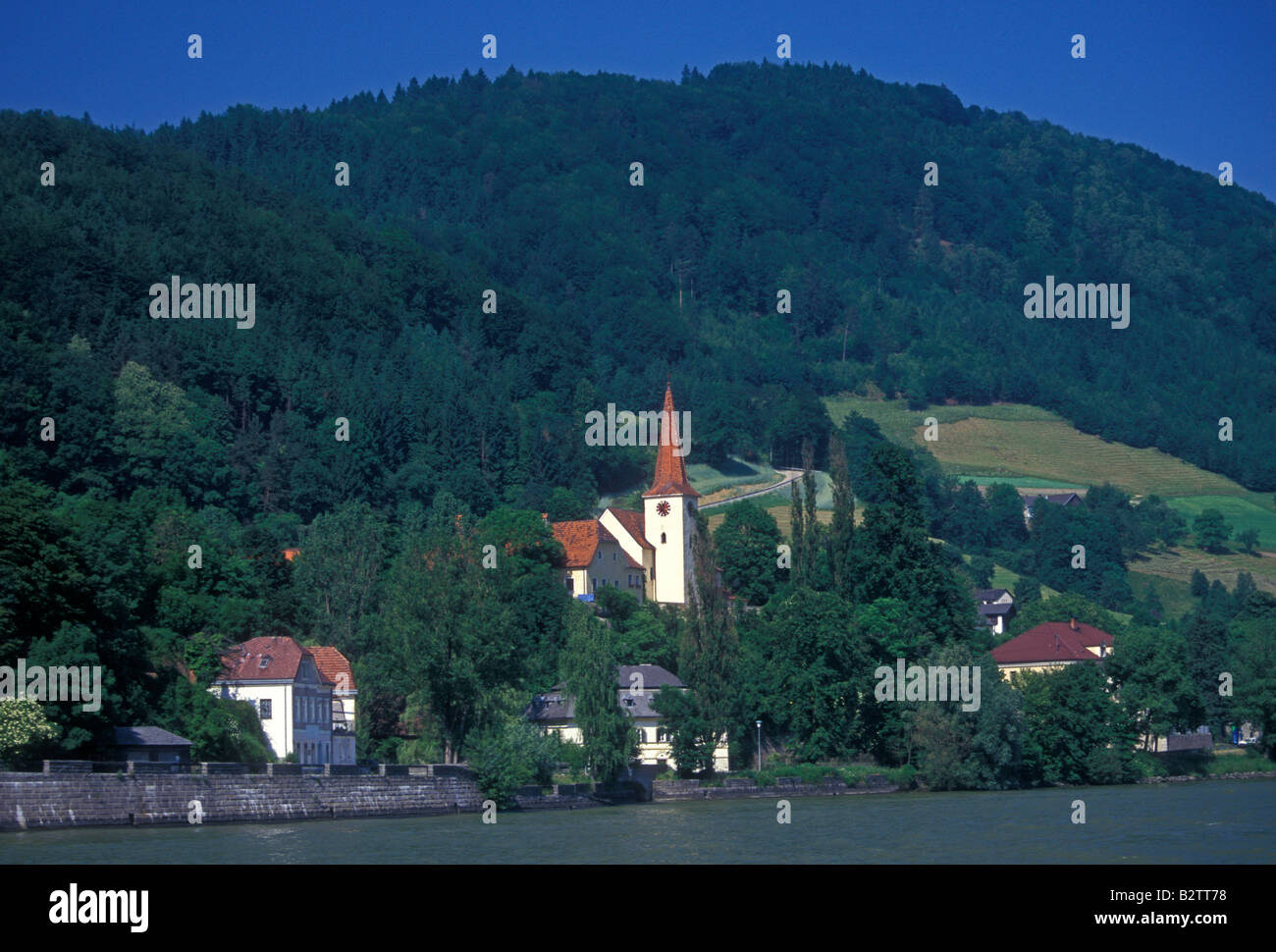 clock tower, church, village of St Nikola, St Nikola, Upper Austria ...