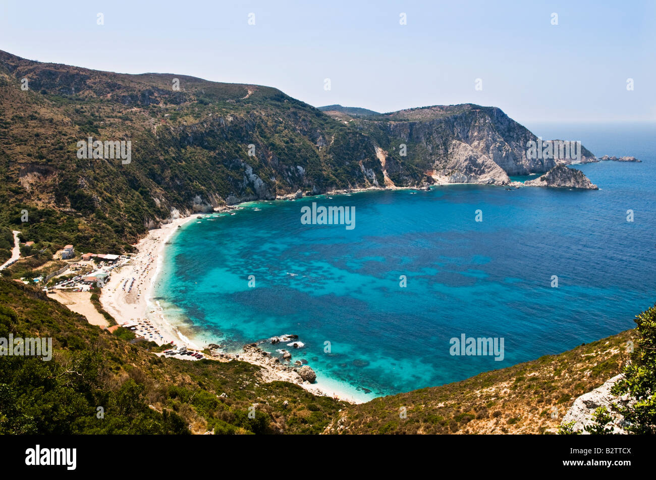 Petani beach and bay on the north coast of the Lixouri or Paliki ...