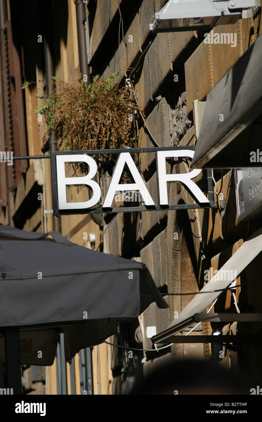bar sign in rome italy Stock Photo - Alamy