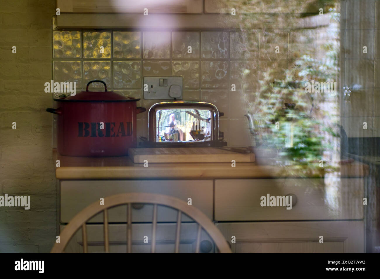 View of kitchen, through window Stock Photo - Alamy