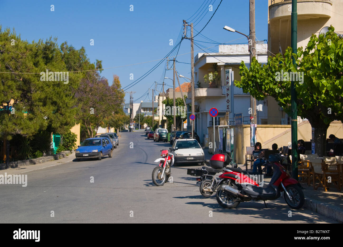 General view of street in town of Neapoli on the Greek Mediterranean ...