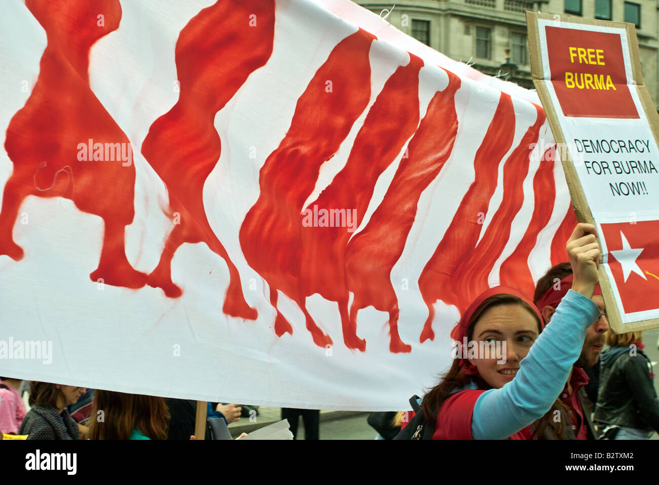 Banner in demonstration for Free Burma Stock Photo - Alamy