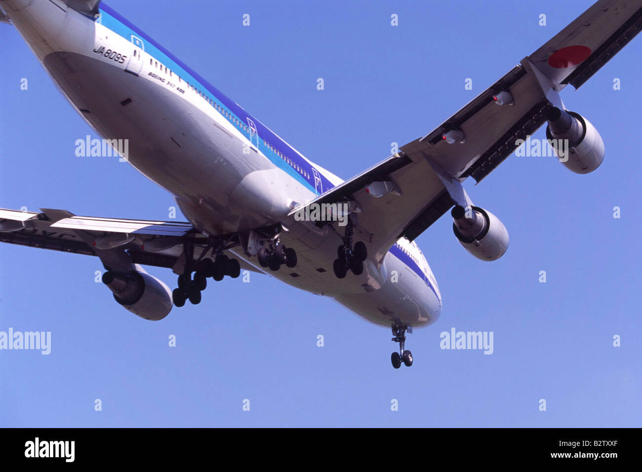 Boeing 747 operated by All Nippon Airways on approach for landing at ...