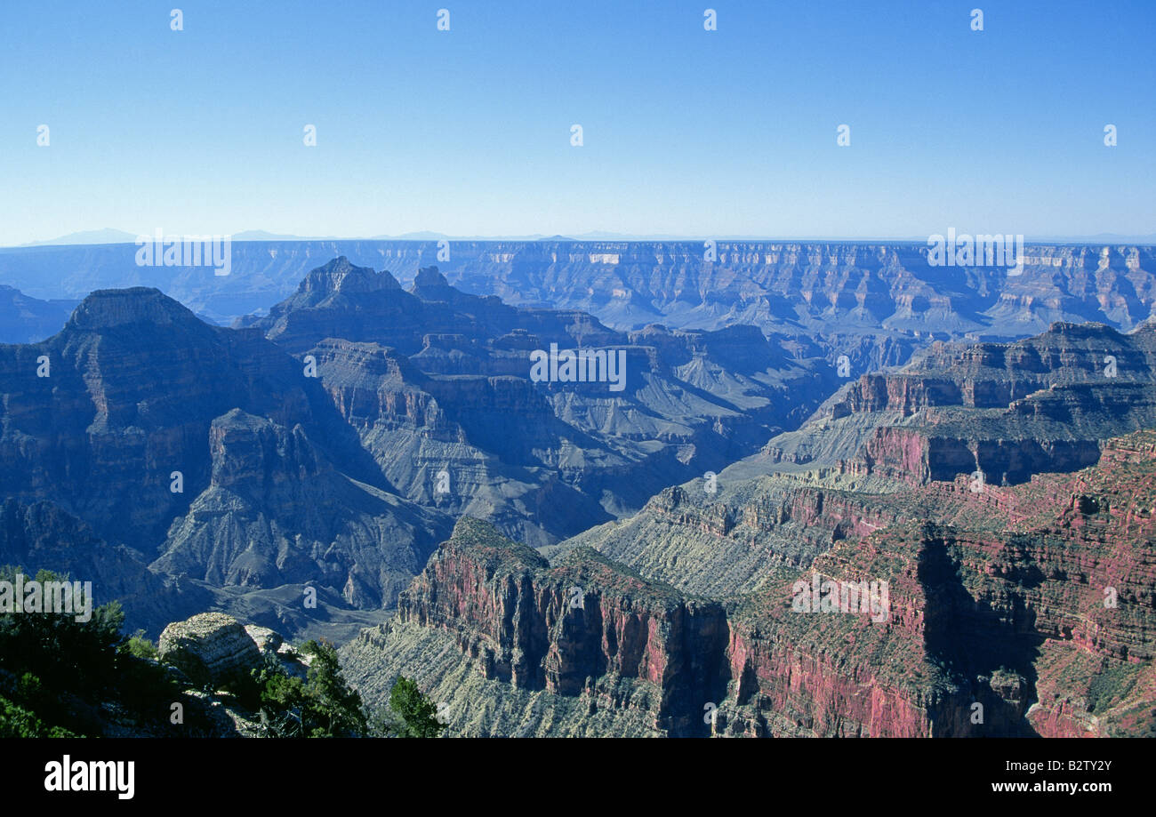 A view out over the Grand Canyon from a spot near Bright Angel Point on ...