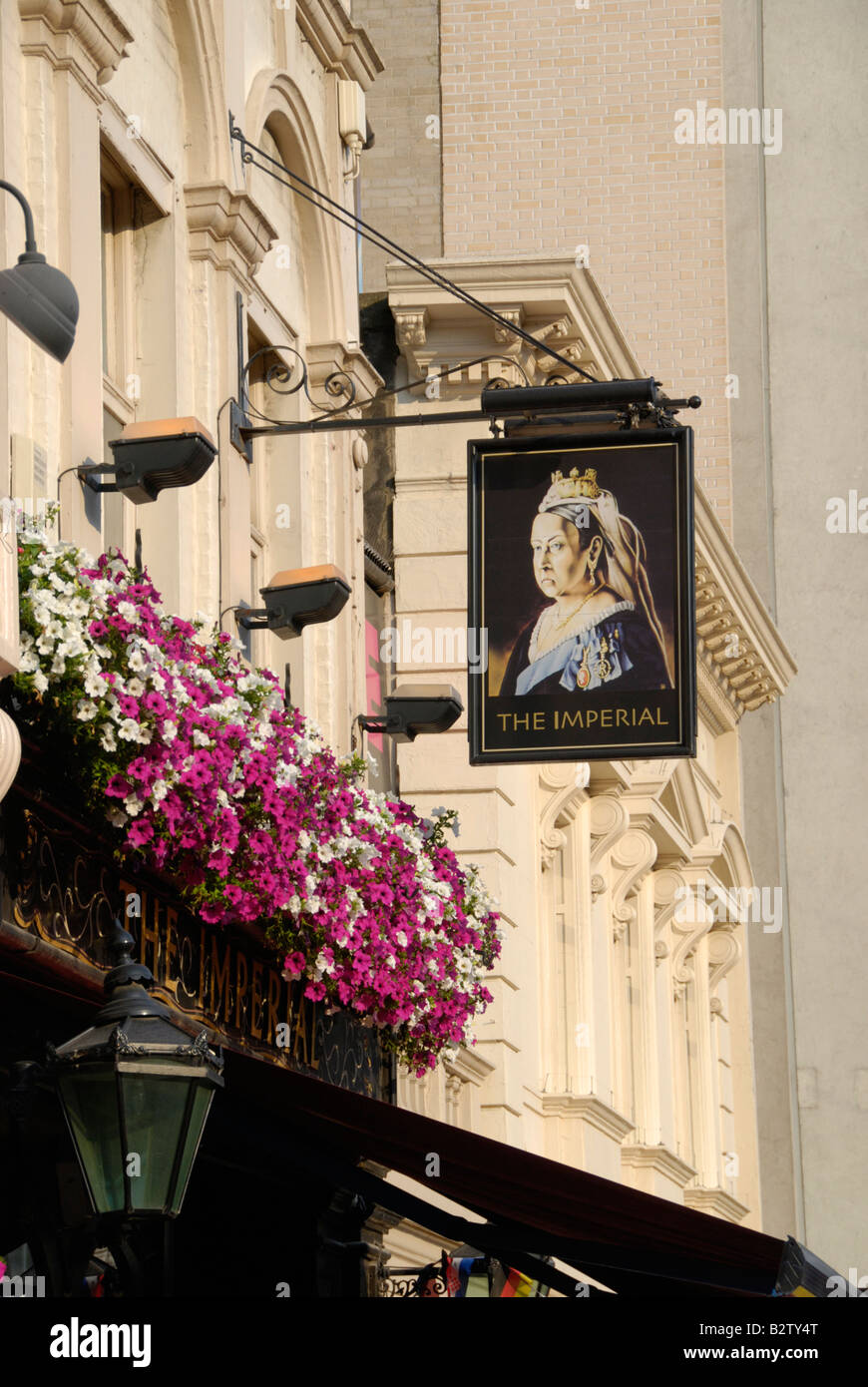 The Imperial pub with sign showing Queen Victoria, Leicester Street ...
