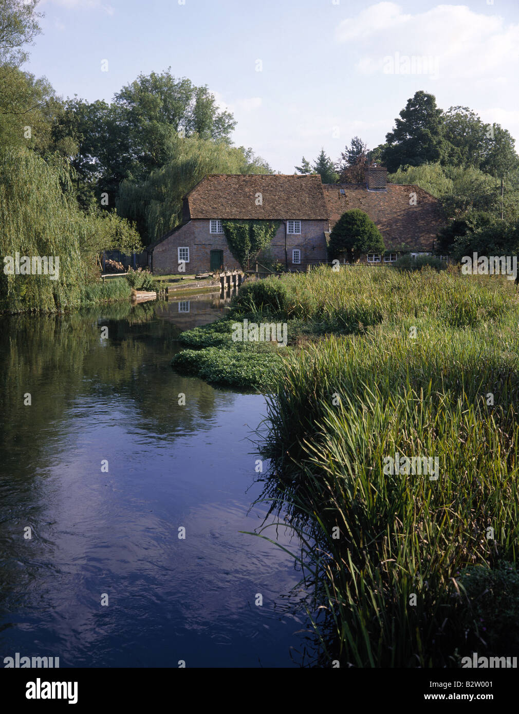 The Mill House Built across River Test Water plants Rushes FULLERTON ...